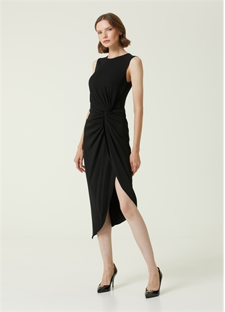 Dolce&gabbana Kadın Siyah Asimetrik Drapeli Midi Elbise 40 It Dolce&gabbana Kadın Siyah Asimetrik Drapeli Midi Elbise 40 It