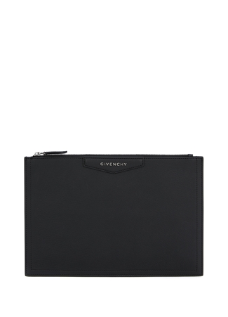 Givenchy Kadın Siyah Logolu Deri El Portföyü EU