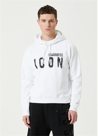 Dsquared2 Erkek Icon Beyaz Kapüşonlu Sweatshirt S EU Dsquared2 Erkek Icon Beyaz Kapüşonlu Sweatshirt S EU