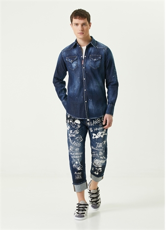 Dsquared2 Erkek JEAN PANTOLON Lacivert 46 IT Dsquared2 Erkek JEAN PANTOLON Lacivert 46 IT