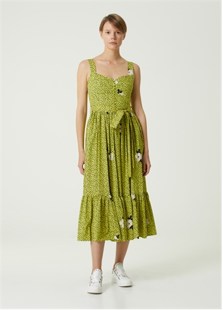 Beymen Club Kadın Neon Yeşil Kalp Yaka Desenli Midi Elbise 34 Beymen Club Kadın Neon Yeşil Kalp Yaka Desenli Midi Elbise 34