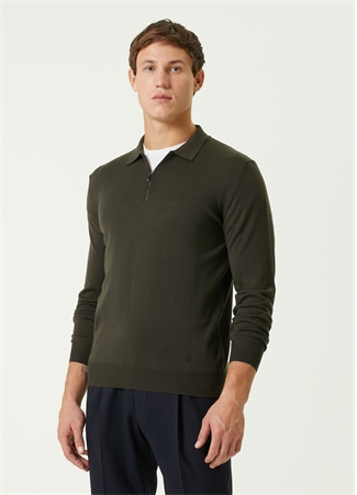 Corneliani Erkek Haki Polo Yaka Yün Triko 52 IT Corneliani Erkek Haki Polo Yaka Yün Triko 52 IT