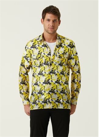 Knt Erkek Sarı Kamuflaj Desenli Gömlek 42 IT