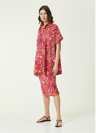 Dolce&gabbana Kadın Kırmızı Şal Desenli Midi İpek Kalem Etek 38 It