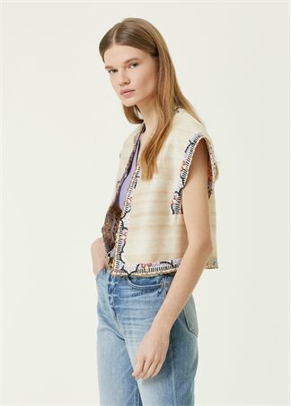 Etro Kadın Bej Desenli İpek Yelek 40 IT