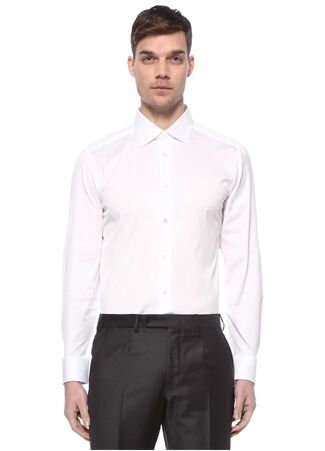 Zegna Erkek Beyaz İngiliz Yaka Gömlek 40 IT