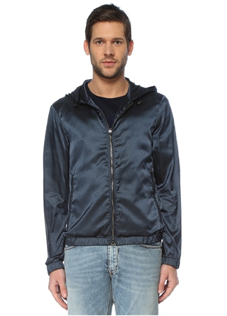 Pal Zileri Erkek Lacivert Kapüşonlu Mikro Desenli Ceket 46 IT Pal Zileri Erkek Lacivert Kapüşonlu Mikro Desenli Ceket 46 IT