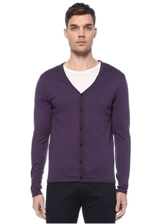 Palzileri Lab Erkek Mor V Yaka Biyeli Hırka 50 IT
