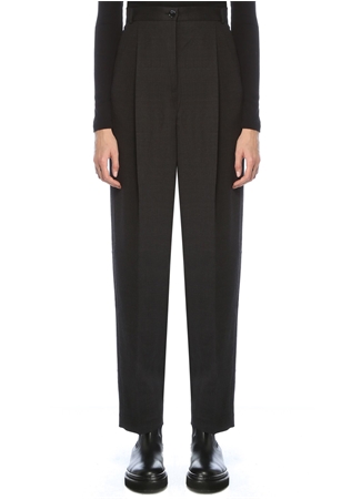 Acne Studios Kadın Antrasit Yüksek Bel Pilili Yün Pantolon Gri 38 FR