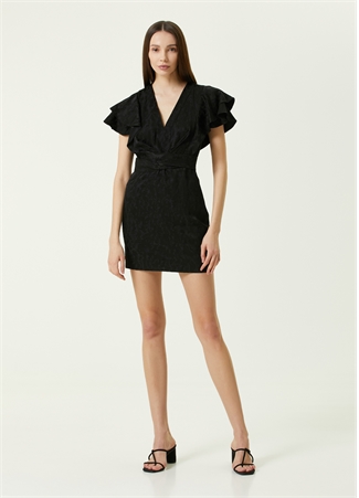 Maksu Kadın Ikon Siyah V Yaka Jakarlı Mini Elbise M EU Maksu Kadın Ikon Siyah V Yaka Jakarlı Mini Elbise M EU