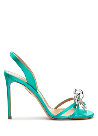 Aquazzura Kadın Yeşil Fiyonk Detaylı İpek Gece Ayakkabısı 38 Eu