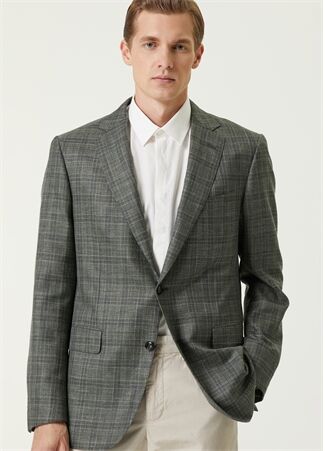 Pal Zileri Erkek Yeşil Kareli Yün Ceket 52 IT