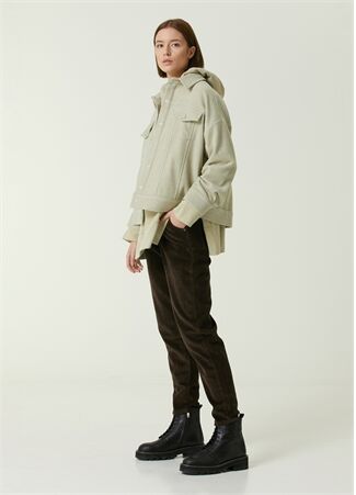 Beymen Club Kadın Haki Yüksek Bel Kadife Pantolon 34