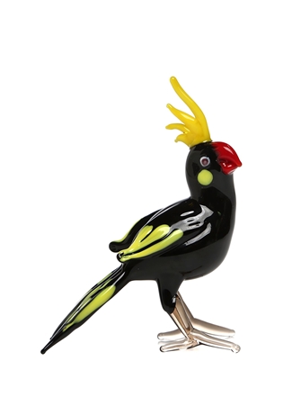 Nenartworld Kırmızı Baş Kuş Formlu Cam Obje Çok Renkli