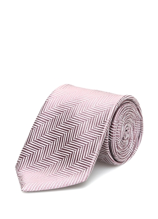 Pal Zileri Erkek Pembe Geometrik Çizgi Desenli İpek Kravat EU Pal Zileri Erkek Pembe Geometrik Çizgi Desenli İpek Kravat EU