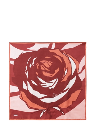 Beymen Kadın Pembe Çiçek Desenli 90x90 cm Saten İpek Eşarp Bordo EU Beymen Kadın Pembe Çiçek Desenli 90x90 cm Saten İpek Eşarp Bordo EU
