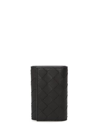 Bottega Veneta Erkek Siyah Örgü Dokulu Deri Anahtarlık EU