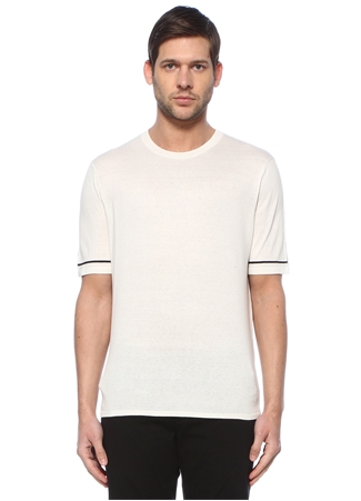 Palzileri Lab Erkek Beyaz Kontrast Şerit Detaylı T-shirt 52 IT Palzileri Lab Erkek Beyaz Kontrast Şerit Detaylı T-shirt 52 IT