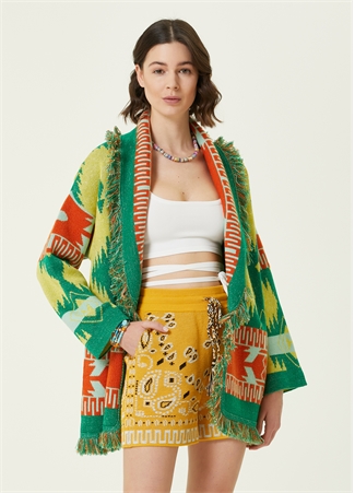 Alanui Kadın Yeşil Etnik Desenli Püsküllü Kaşmir Triko Hırka S Eu Alanui Kadın Yeşil Etnik Desenli Püsküllü Kaşmir Triko Hırka S Eu