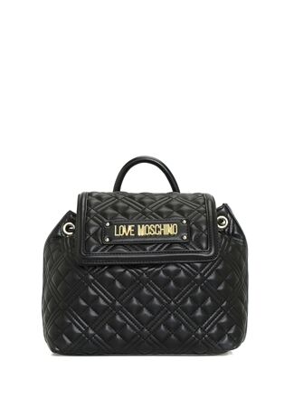 Love Moschino Kadın Siyah Logo Detaylı Sırt Çantası EU