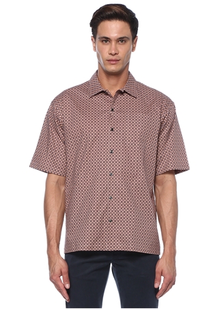 Pal Zileri Erkek Pembe Polo Yaka Mikro Desenli Kısa Kollu Gömlek 39 IT