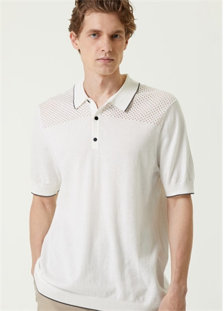 Palzileri Lab Erkek Beyaz Polo Yaka Perfore Detaylı T-shirt 54 IT Palzileri Lab Erkek Beyaz Polo Yaka Perfore Detaylı T-shirt 54 IT