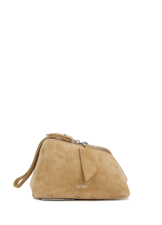 The Attico Kadın Bej Logolu Geometrik Formlu Süet El Portföyü EU