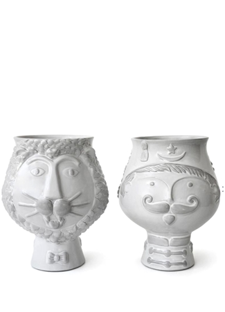 Jonathan Adler Lion Tamer Utopia Desenli Porselen Vazo Beyaz