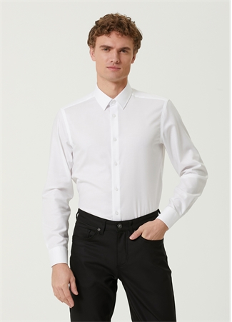 Beymen Club Erkek Slim Fit Beyaz Armürlü Gömlek XL Beymen Club Erkek Slim Fit Beyaz Armürlü Gömlek XL