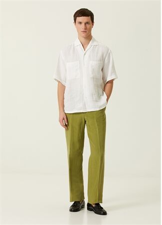 Pal Zileri Erkek Yeşil Keten Pantolon 48 IT