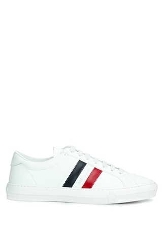 Moncler Erkek Beyaz Logo Şeritli Deri Sneaker 40 Eu