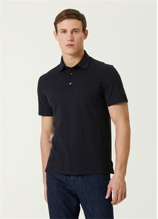 Zegna Erkek Lacivert Polo Yaka Cepli T-shirt 48 IT