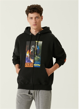 Heron Preston Erkek Siyah Kapüşonlu Figür Detaylı Sweatshirt S EU Heron Preston Erkek Siyah Kapüşonlu Figür Detaylı Sweatshirt S EU