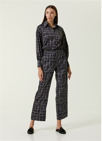 Muse For All Kadın Valer Siyah Desenli Pijama Pantolon 34 EU