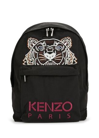 Kenzo Kadın Tiger Siyah Logo Nakışlı Sırt Çantası EU