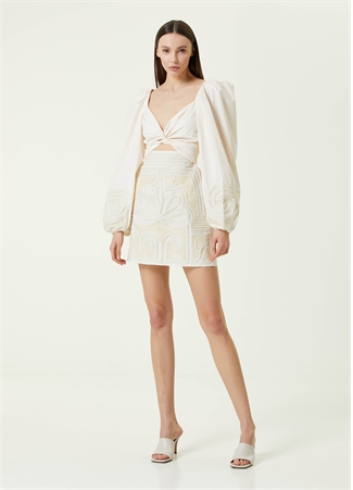 Johanna Ortiz Kadın Ekru Etnik Desen İşlemeli Mini Kaftan Bej 4 Us Johanna Ortiz Kadın Ekru Etnik Desen İşlemeli Mini Kaftan Bej 4 Us