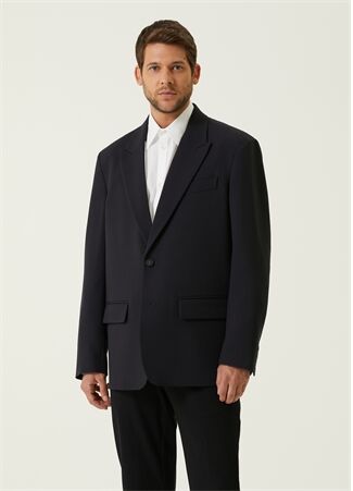 Valentino Erkek Lacivert Kırlangıç Yaka Yün Ceket 48 IT