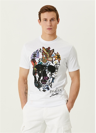Philipp Plein Erkek Beyaz Taşlı Figür İşlemeli T-shirt M EU Philipp Plein Erkek Beyaz Taşlı Figür İşlemeli T-shirt M EU