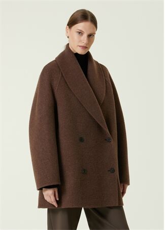 The Row Kadın Kahverengi Şal Yaka Kruvaze Yün Kaban S EU