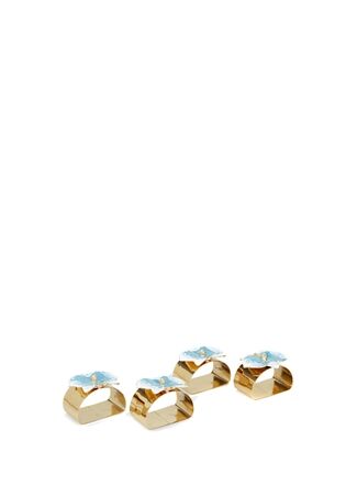 Moody Yeşil Çiçek Detaylı 4lü Peçetelik