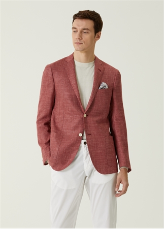 Corneliani Erkek Pembe Kelebek Yaka Yün Ceket 48 IT Corneliani Erkek Pembe Kelebek Yaka Yün Ceket 48 IT