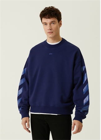 Off-White Erkek Lacivert Logo Detaylı Sweatshirt L EU Off-White Erkek Lacivert Logo Detaylı Sweatshirt L EU