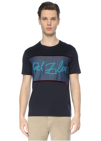 Pal Zileri Erkek Lacivert Logolu T-shirt M EU