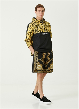 Versace Erkek Chain Stripe Siyah Gold İpek Bermuda 46 IT Versace Erkek Chain Stripe Siyah Gold İpek Bermuda 46 IT