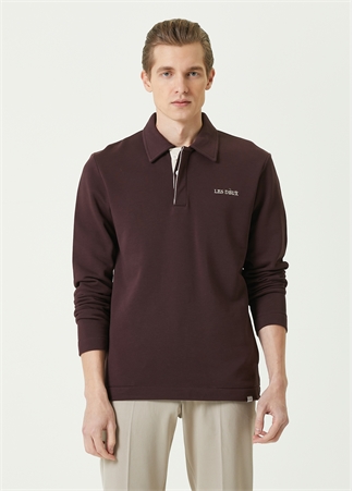 Les Deux Erkek Bordo Polo Yaka Logolu Sweatshirt S EU Les Deux Erkek Bordo Polo Yaka Logolu Sweatshirt S EU