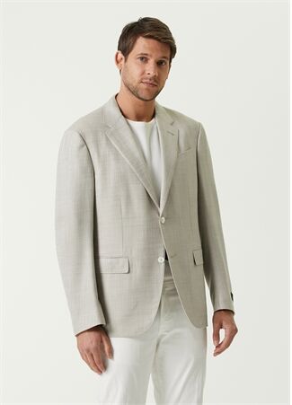 Zegna Erkek Bej Kelebek Yaka Yün Ceket 54 IT