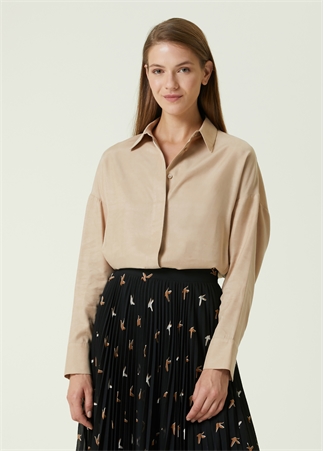 Beymen Club Kadın Oversize Bej Gömlek XS Beymen Club Kadın Oversize Bej Gömlek XS
