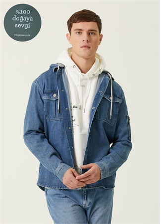 Academia Erkek Mavi Kapüşonlu Denim Gömlek S IT Academia Erkek Mavi Kapüşonlu Denim Gömlek S IT