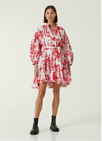 Msgm Kadın Kırmızı Beyaz Çiçekli Beli Kuşaklı Mini Elbise 38 IT Msgm Kadın Kırmızı Beyaz Çiçekli Beli Kuşaklı Mini Elbise 38 IT