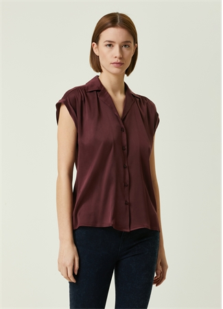 Beymen Club Kadın Bordo Kısa Kol İpek Gömlek S EU